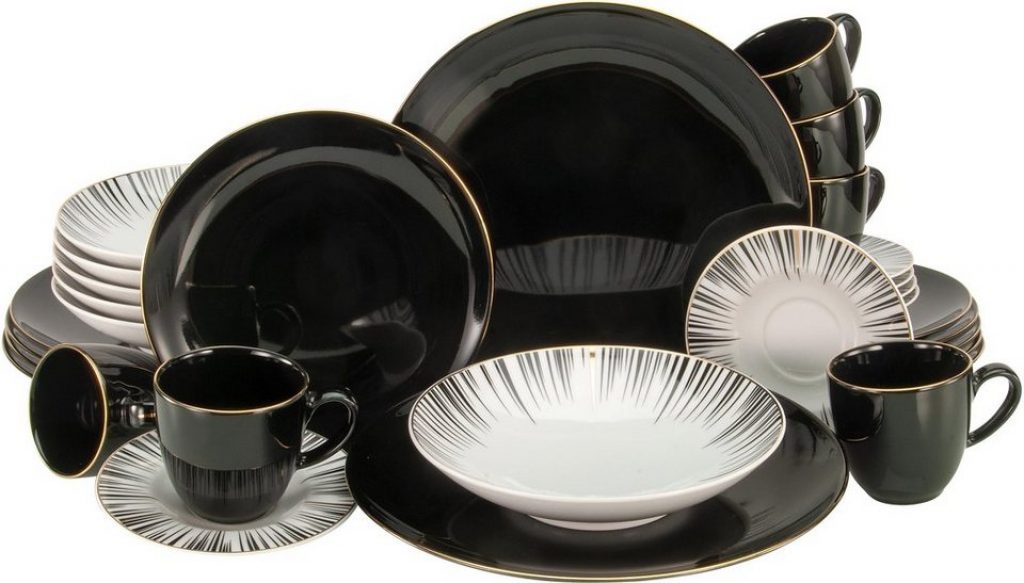 ♋ CreaTable Kombiservice »Enjoy Black Style« (30-tlg), Porzellan ... ♋ CreaTable Kombiservice »Enjoy Black Style« (30-tlg), Porzellan ...